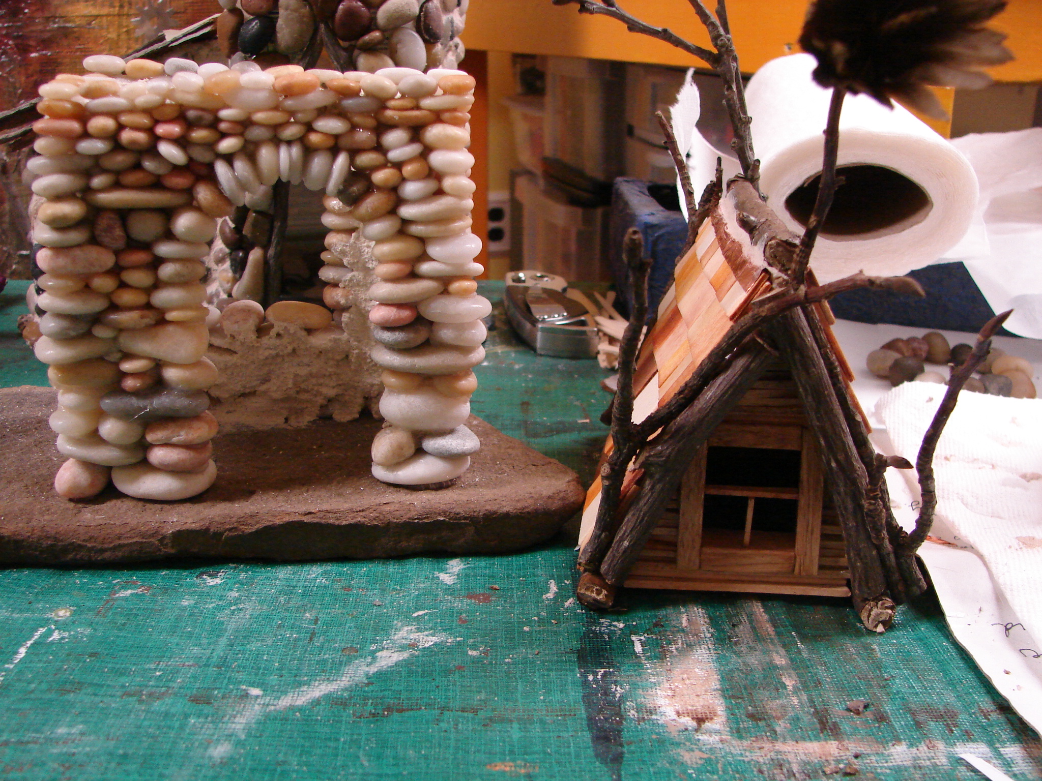 Beach Pebble Stacked Stone Fairy House: Roof and Deck – Trilby Works